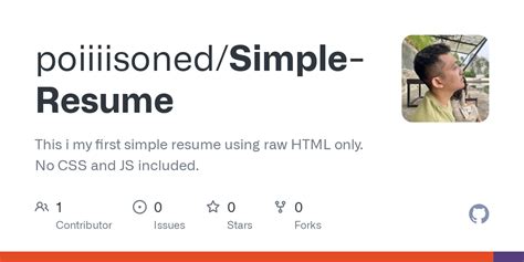 GitHub Poiiiisoned Simple Resume This I My First Simple Resume Using Raw HTML Only No CSS