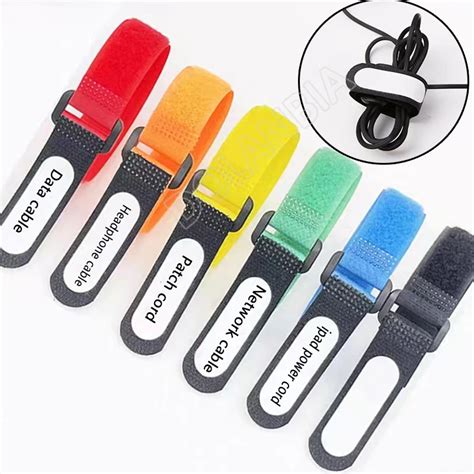 케이블 정리함 Usb 데이터 와이어 와인더 관리 나일론 쓰기 타이 마우스 이어폰 코드 버클 2x18cm 5 티몬