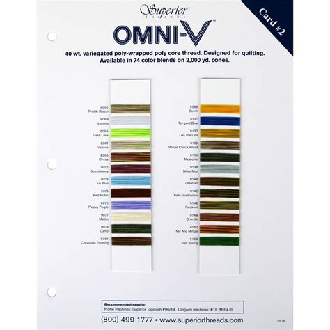 Omni V Color Card 1 And 2 Superior Threads Creekside Quilts