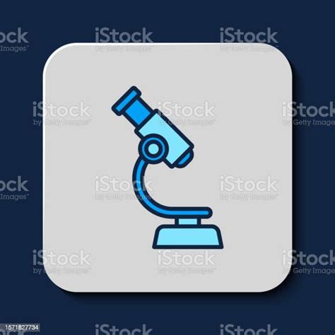 채워진 윤곽선 현미경 아이콘은 파란색 배경에 분리되어 있습니다 화학 제약 기기 미생물학 확대 도구 벡터 가득 찬에 대한 스톡 벡터 아트 및 기타 이미지 Istock
