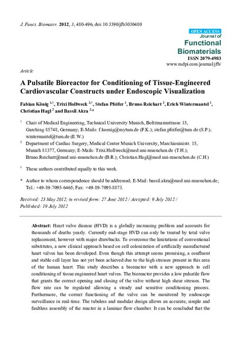 Pdf A Pulsatile Bioreactor For Conditioning” Of Tissue Engineered
