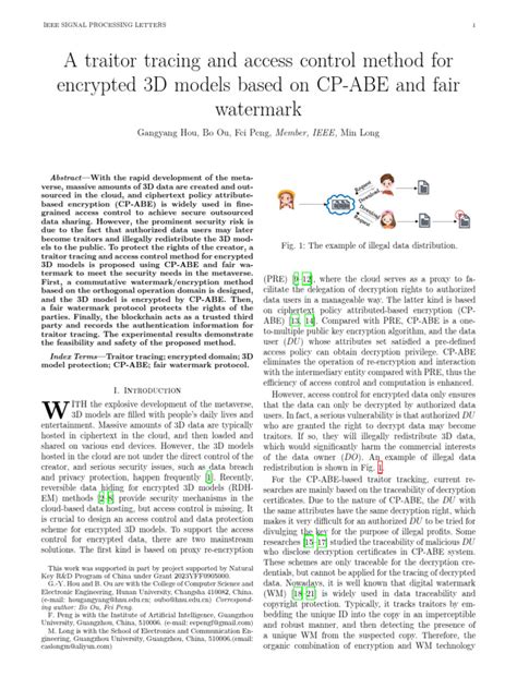 Atraitortracingandaccesscontrolmethodforencrypted3dmodels