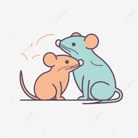 서로 가까이 껴안고 있는 두 마리의 생쥐 벡터 쥐 직계 아이콘 평면 아이콘 Png 일러스트 및 벡터 에 대한 무료
