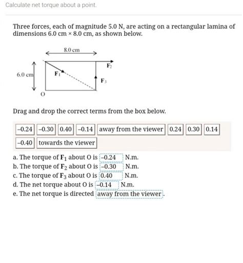Calculate Net Torque About A Point Three Forces Each Of Magnitude 50 N