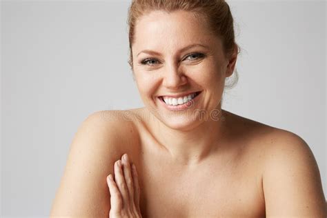 Young Beautiful Girl With Blonde Hair Fixed Behind Big Eyes Thick