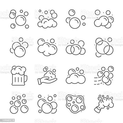 거품 아이콘 설정 비누 거품 아이콘 컬렉션 편집 가능한 획이 있는 선 공 스포츠 장비에 대한 스톡 벡터 아트 및 기타 이미지 공 스포츠 장비 기포 깨끗한 Istock