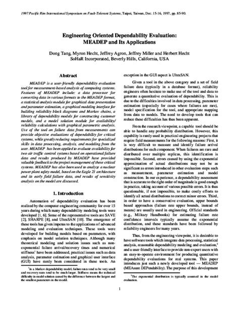 pdf meadep a tool for dependability evaluation