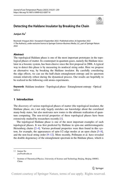 Detecting The Haldane Insulator By Breaking The Chain Request Pdf