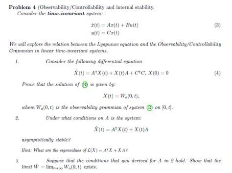 Problem 4 Observability Controllability And Internal