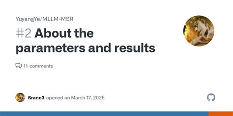 About The Parameters And Results · Issue 2 · Yuyangyemllm Msr · Github