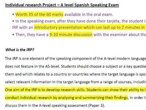 Spanish A Level IRP Information For Babes With Examples Of Topics And Titles AQA Teaching