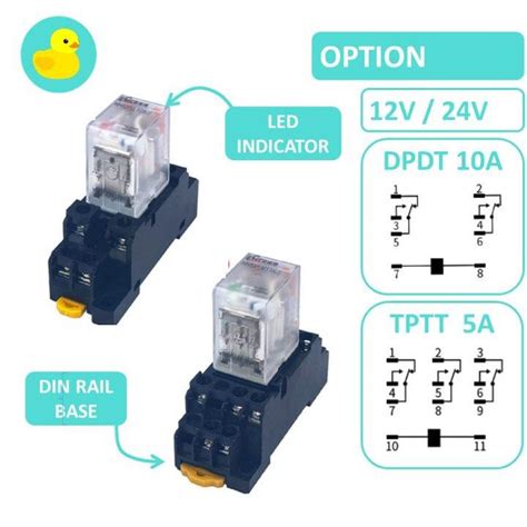 Hh62p Hh53p Double Pole Double Throw Dpdt Triple Pole Triple Throw Tptt Relay With Din Rail