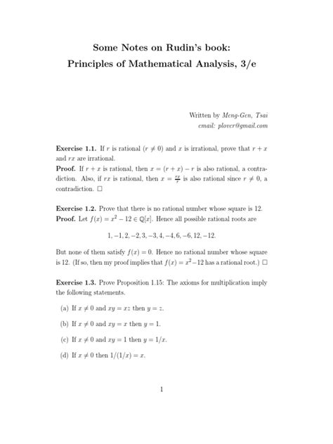 Principles Of Mathematical Analysis Rudin Solutions Pdf Series