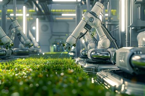 Premium Photo A Robot That Is On A Field Of Grass