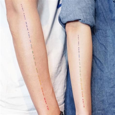 Matching Spectrum Morse Code Tattoo For Couple