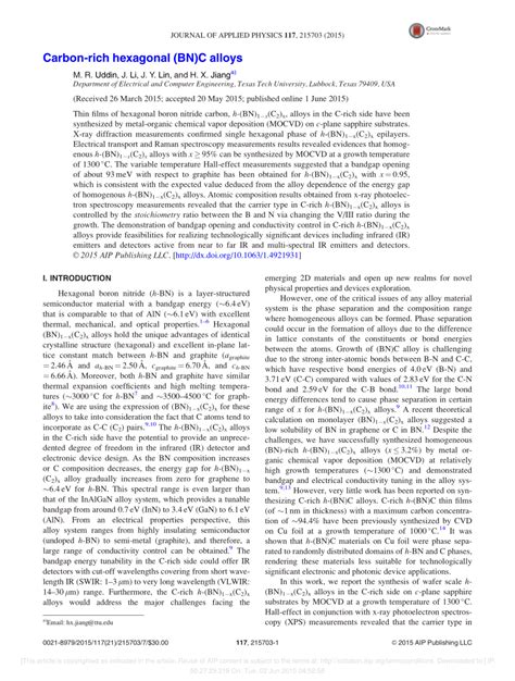 Pdf Carbon Rich Hexagonal Bnc Alloys