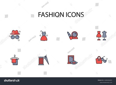 Fashion Icon Setvectoreditable Strokelinear Style Sign Stock Vector