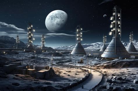 Premium Ai Image Communication Array For Connecting Lunar Base To Earth