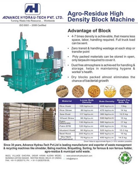 High Density Agro Residue Block Making Machine Pdf