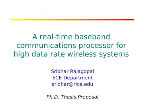 Ppt Rice University A Real Time Baseband Communications Processor For High Data Rate Wireless