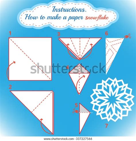 Instructions How Make Paper Snowflake Tutorial Vetor Stock Livre De Direitos 337227566