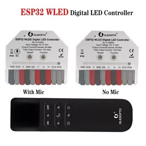 Ultraslim Esp32 Wled Wifi Led Controller With Mic Ws2812b Ws2811 Sk6812