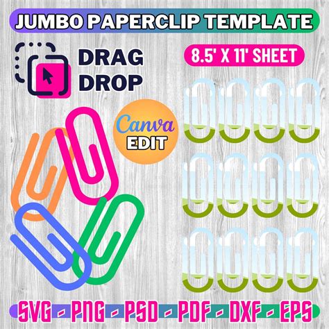 Jumbo Paperclip Template Paperclip Bookmark Svg Paperclip Svg Snack