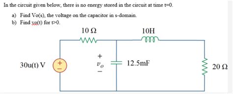 Solved In The Circuit Given Below There Is No Energy Stored Chegg