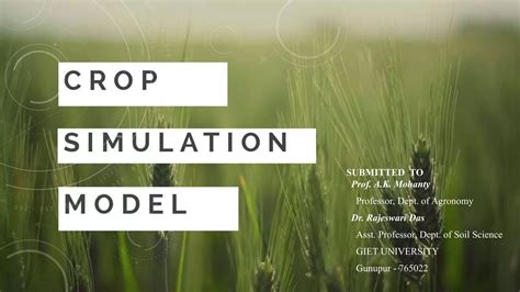 Crop Simulation Models And Their Applications In Crop Productionpptx
