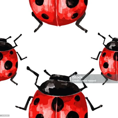 원활한 패턴 예쁜 수채화 무당 벌레 배경 아이 방과 벽지를위한 벡터 일러스트 레이 션 무당벌레에 대한 스톡 벡터 아트 및 기타 이미지 무당벌레 수채화 추상적인