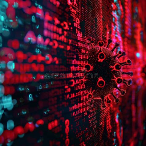 Digital Virus Attack A Close Up Of A Computer Screen With A Virus Spreading Through The Code