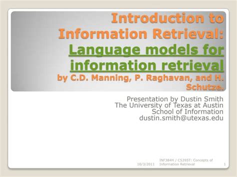 Language Models For Information Retrieval Pptx