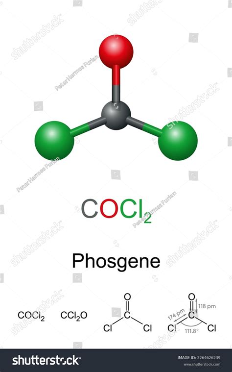 Phosgene Carbonyl Dichloride Ball And Stick Model Molecular Stock Vector Royalty Free