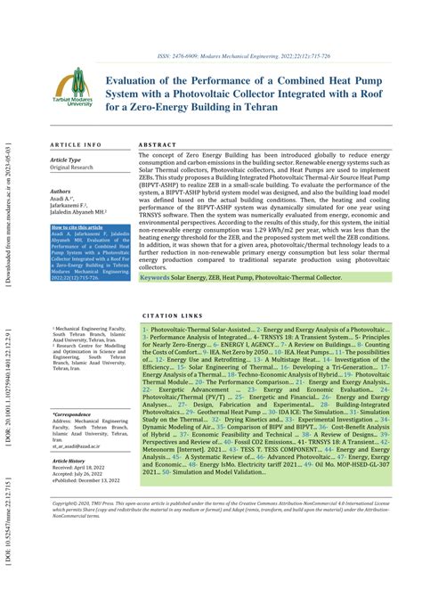Pdf Evaluation Of The Performance Of A Combined Heat Pump System With