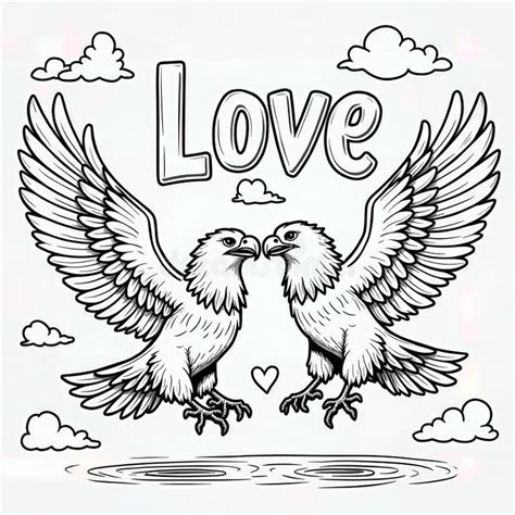 Eagle Love Coloring Page Stock Illustration Illustration Of Love