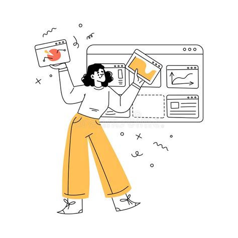 Productivity With Woman Character At Web Interface Managing Task Vector Illustration Stock