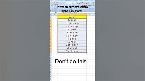 How To Remove Extra Space In Excel 🤔excel Exceltips Trending Shorts