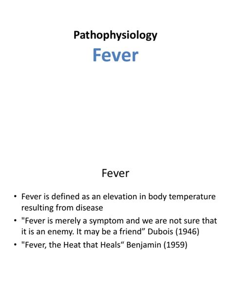 Pathophysiology Of Fever Tropmed2013ppt Fever Hyperthermia