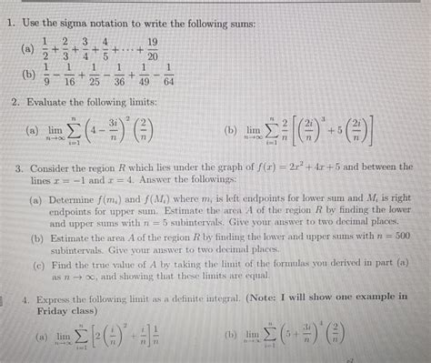 Solved Use The Sigma Notation To Write The Following Chegg