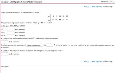 [solved] exercise 14 16 algo coefficient of determ
