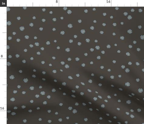 Tiny Daisy Blue And Mocha Fabric Spoonflower