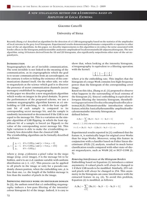 Pdf A New Steganalysis Method For ±1embedding Based On Amplitude Of