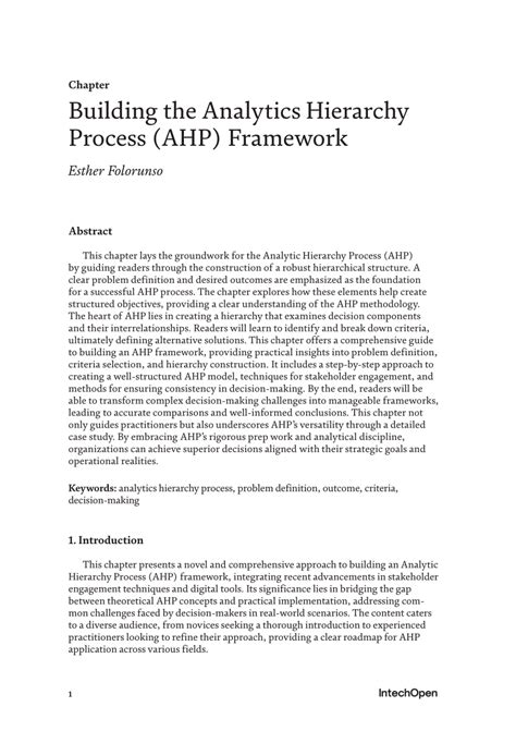 Pdf Building The Analytics Hierarchy Process Ahp Framework