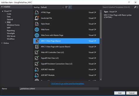 Create And Render Partial Views In ASP NET MVC