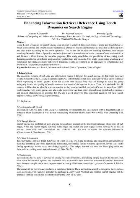 Pdf Enhancing Information Retrieval Relevance Using Touch Dynamics On Search Engine