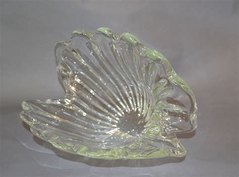 Archimede Seguso Handblown Clear Murano Glass Clam Shell Centerpiece