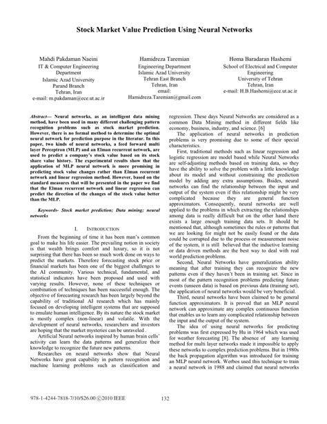PDF Stock Market Value Prediction Using Neural Networks
