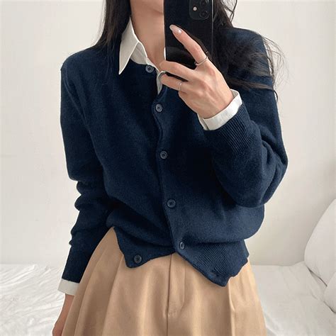 [~10컬러] 보노보노 크롭핏 단정해 니트가디건 에이블리