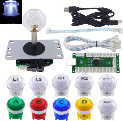 SJ JX Arcade Stick DIY Kit X Buttons With Logo LED MX Way Joystick USB Encoder For PC MAME