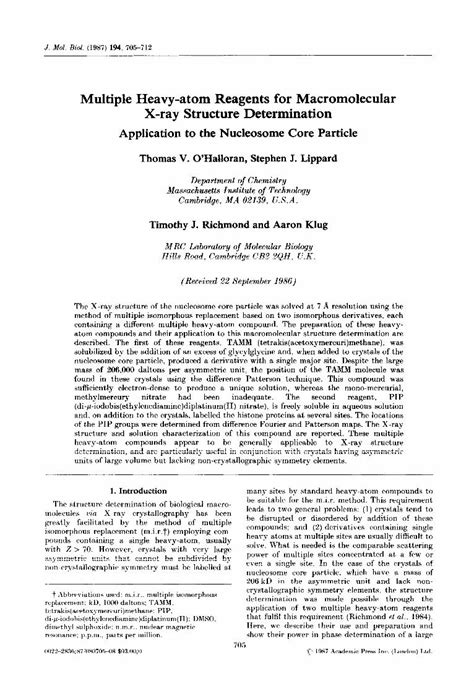 Pdf Multiple Heavy Atom Reagents For Macromolecular X Ray Structure Determination Dokumentips